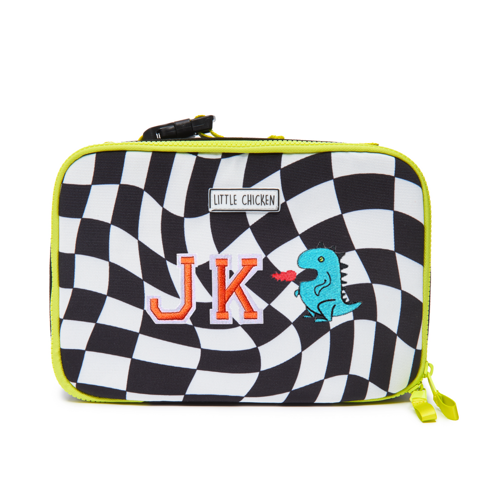 Customizable Lunch Box - Black & White Checkered | Little Chicken